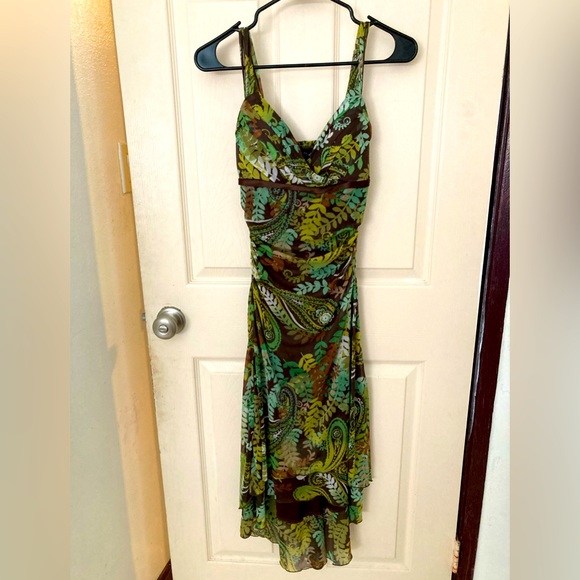 Ruby Rox | Dresses | Ruby Rox Green And Brown Asymmetrical Dress Ruched ...